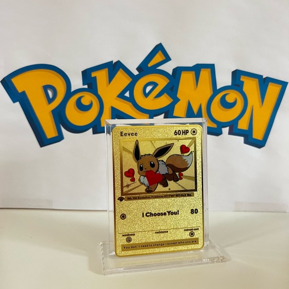 Pokemon | Toys | Pokemon Gold Metal Card Eevee I Choose You | Poshmark